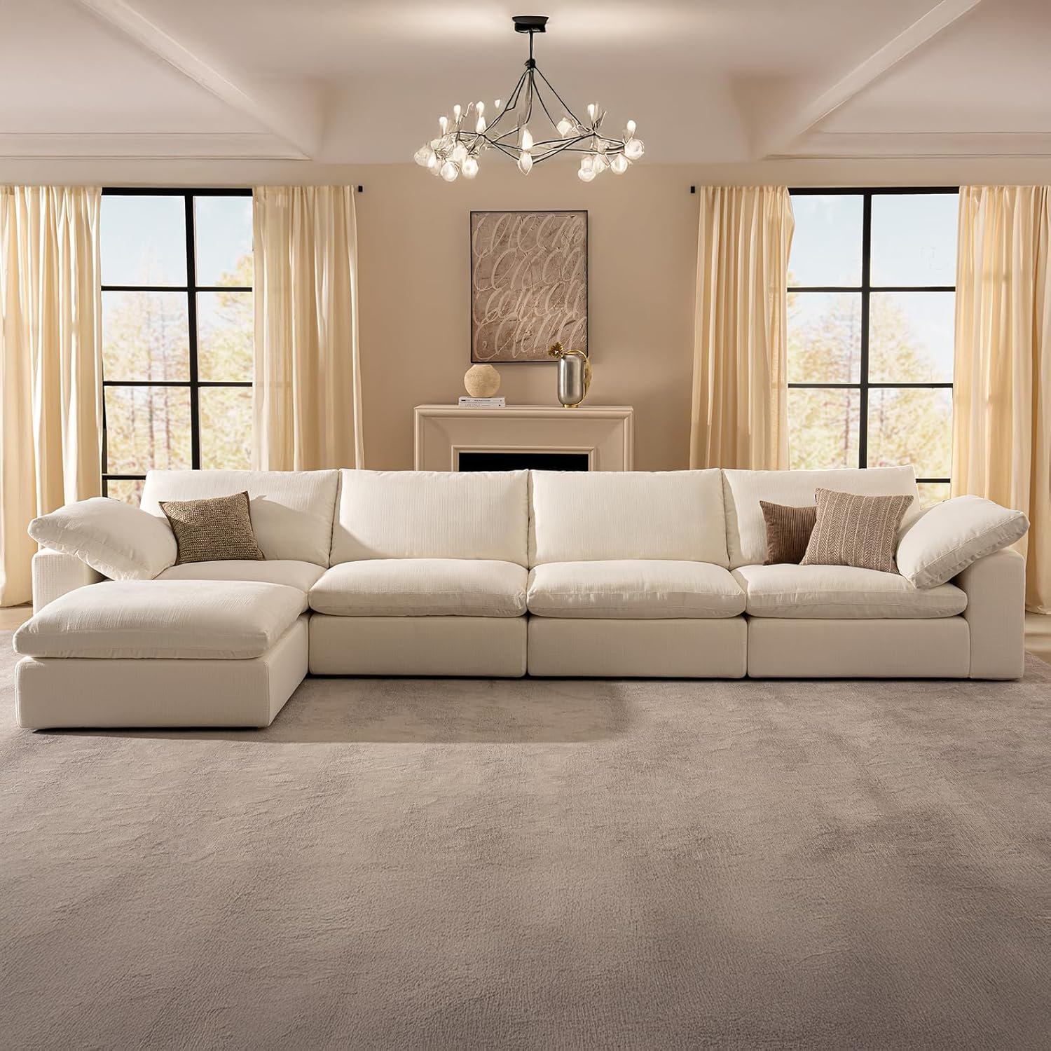 Latitude Run® 141.7" Cloud Couch Sectional Sofa,Oversized Wide&Deep Seat Sofas For Living Room ...